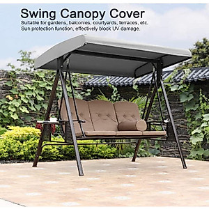 BORDSTRACT Replacement Canopy, Swing Chair Canopy Replacement Swing Canopy Cover Waterproof Garden Swing Chair Canopy Cover for Outdoor Patio Garden Poolside Balcony(Grey)