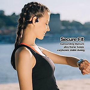 VUKU Bone Conduction Headphones, Open Ear Headphones Wireless Sports Bone Conduction Head Set with Mic, Bone Conduction Headphones Bluetooth for Hiking Cycling Workout Running