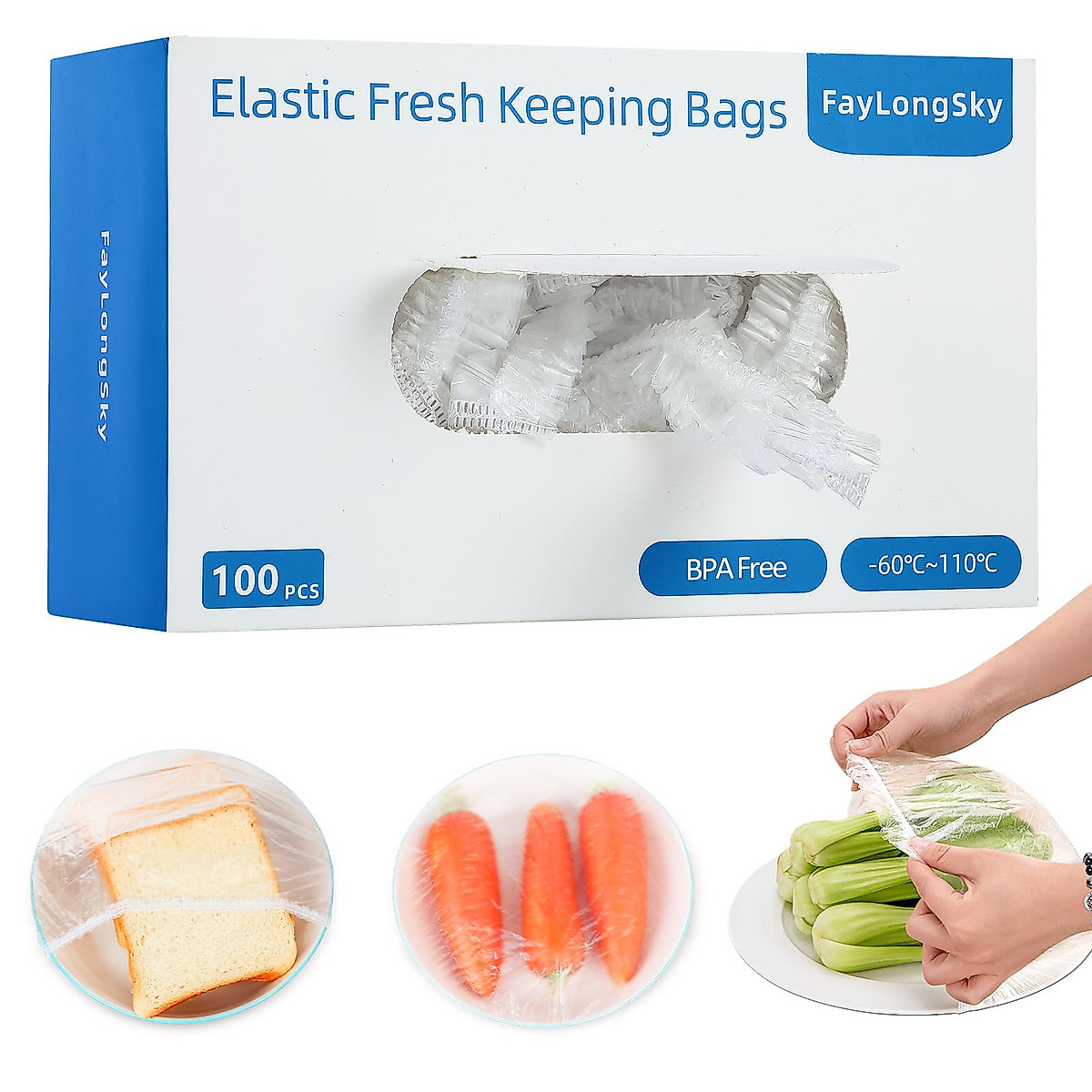 100pcs Plastic Bowl Covers Elastic Reusable, Bowl Covers for Bread Proofing, Sourdough Bread Baking Supplies, Plastic Covers for Bowls, Plastic Wrap, Bowl Covers, Food covers, BPA Free, Food Grade