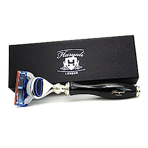 Haryali London 5 Edge Shaving Razor With Black Handle Beard and Mustache Safety Razor For Mens Perfect Shave