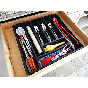 Polar Whale Giant Flatware Silverware Drawer Organizer Premium Dividers for Cutlery Forks Knives Spoons Serving Utensils Non-Slip Waterproof Tray Insert 19 X 18 Inches 8 Slot Extra Deep