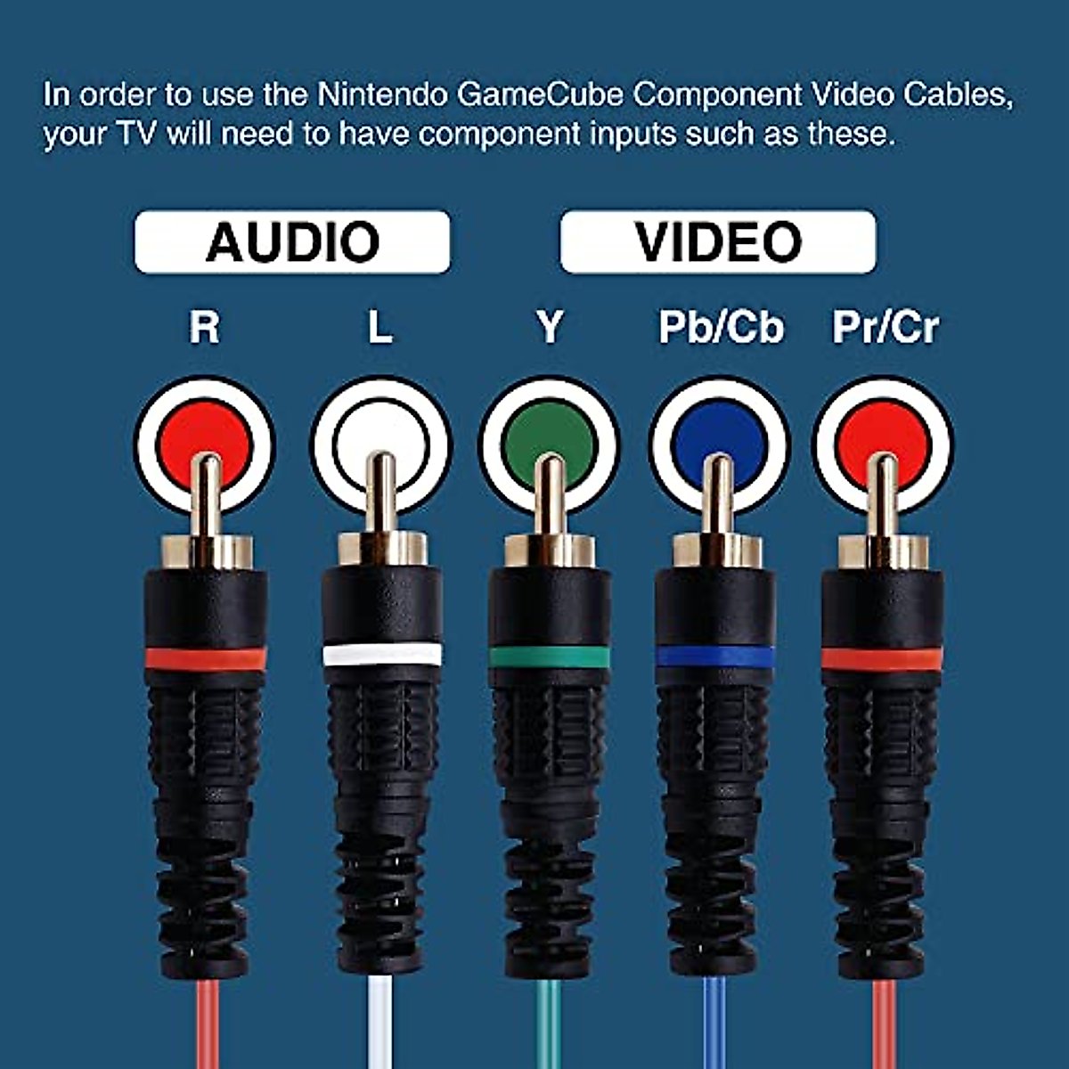 Kacenray Component Cable for Gamecube Running GCVideo Lite Software Component Video 5RCA YPbPr Cable for NGC Nintendo Gamecube with Digital AV Output