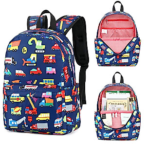 Bluboon Backpack for Kids Boys Preschool Kindergarten Backpack With Lunch Box School Bookbags (Navy Blue)