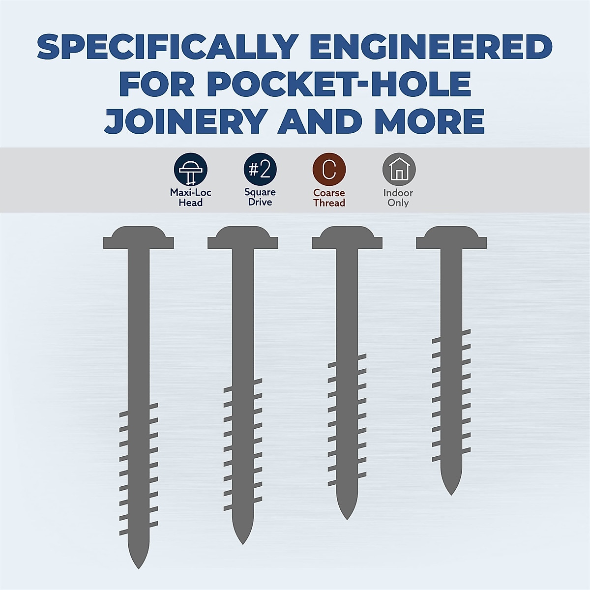 Kreg SML-C125-250 Zinc Pocket Screw - 1 1/4 Inch #8 Coarse Thread - Maxi-Loc Head - 250 Count