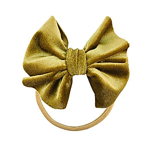 12 Pack Knot Velvet Bowknot Hair Bows Slim Skinny Thin Elastic Stretchy Super Soft Nude Nylon Headband Hairband Head Wraps Holder Accessories for Kids Toddler Infant Newborn Baby Girl Bulk