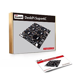 DeskPi Super6C for Raspberry Pi CM4 Cluster, Mini-ITX Board 6 RPI CM4 Supported, Power Supply Included