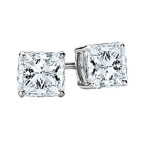 1 1/4 Carat Platinum GIA Certified Princess Cut Diamond Earrings Screw Back Luxury Collection (D-E Color, VS1-VS2 Clarity)