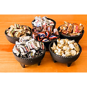 6 Pack Salsa Black Molcajete, Mexico Serving Dish, Chips, Sauce Cup, Side Dish, Snack, Dip, Nuts Candy for Taco Fiesta, Perfect for Parties, Events, or Any Use! (Black Wavy Edge, 6 Pack)