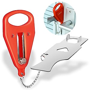 Home Security Door Lock, VIRIDI Portable Travel Doorlocks for Airbnb Hotel Room Bedroom Add Extra Safety Privacy Solid Removable No Drill Door Jammer Latch for House Apartment School Selfdefense Item