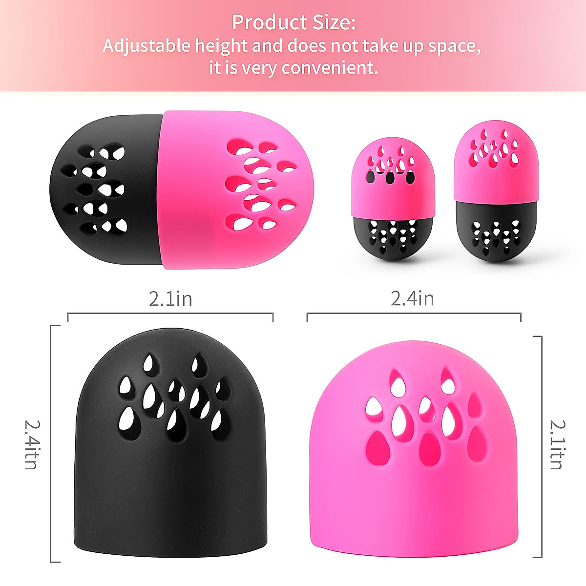 keilend Makeup Sponge Holder, Beauty Sponge Container with Cover,Reusable Protective Carrying Container,Sponge Dustproof Case for Travel, Home(Pink-Black)