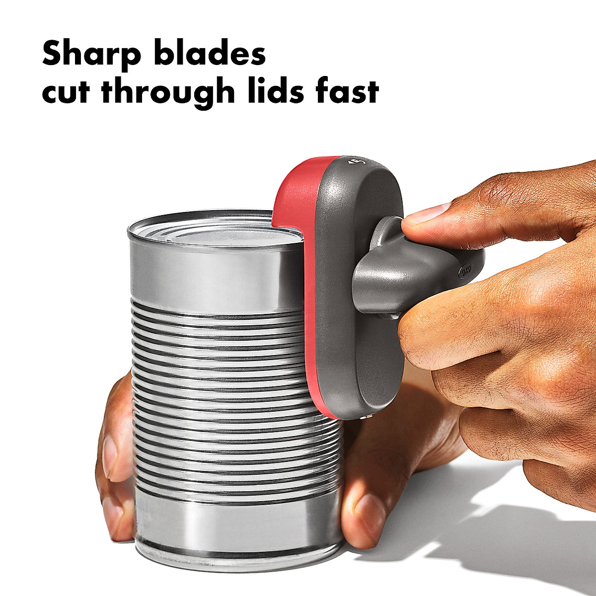 OXO Outdoor Kitchen Compact Can Opener with Built-In Bottle Opener,Red/Grey