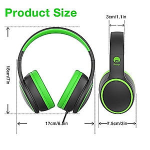 rockpapa E9W On-Ear Headphones with Microphone, Folding Wired Headphones with Mic & 5FT No-Tangle Cord, Portable Stereo Headphones for School Smartphone Computer Tablet Travel Black Green