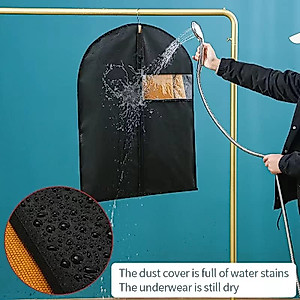 Black Garment Bags Clothes Dust Cover Storage Bag(Set Of 5) for Storage and Travel, Suit Bags for Closet Storage with Clear Window Suit Protector Garment Bag（24*48in）