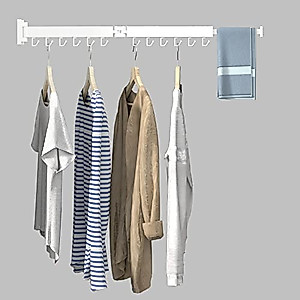 BESTHLS Wall Mounted Portable Clothes Drying Rack with Space Saver Clothes Hangers Design Universal for Balcony Mudroom Bedroom Kitchen Foldable Laundry Rack (2-Pole White)