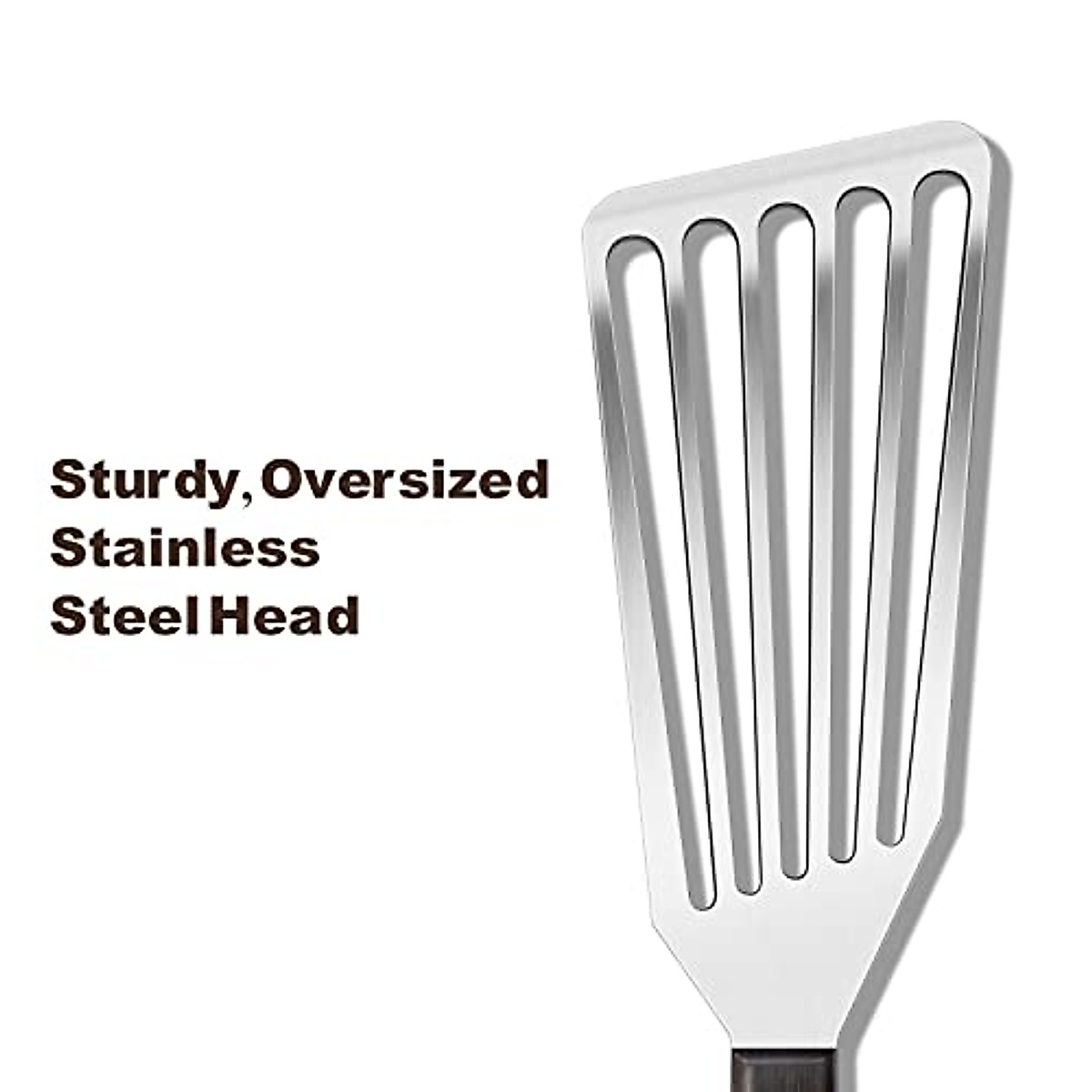 Rainspire Fish Spatula Stainless Steel for Nonstick Cookware, Slotted Fish Turner Spatula with Sloped Head Design, Metal Spatula Griddle Spatula For Flipping Delicate Food, Fish, Egg, Patties, Fries