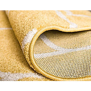 Unique Loom Trellis Frieze Collection Area Rug - Rounded (4' 1" x 6' 1", Yellow/ Ivory)