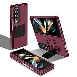 EAXER for Samsung Galaxy Z Fold 3 Fold 5G Case, Full Coverage Shockproof Slim Fold Kickstand Phone Case Cover (Wine Red)