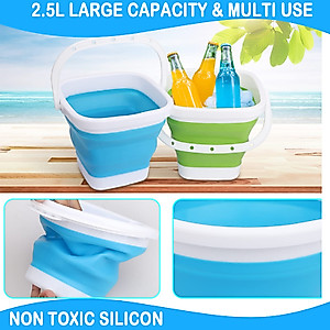 Beach Sand Toy Bucket for Kids Adults, Sandbox Beach Pail Sand Buket, Foldable Pail Bucket with Mesh Bag, Collapsible Buckets Multi Use for Garden Beach, Camping Gear, Beach Party, Fishing