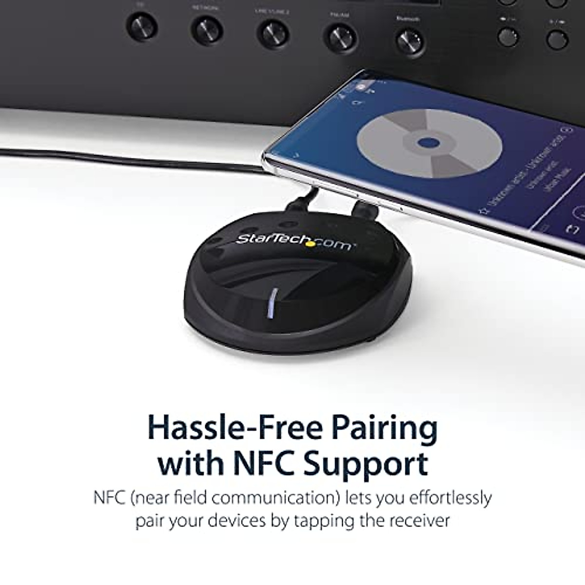 StarTech.com Bluetooth Audio Receiver with NFC - 3.5mm Jack/RCA/SPDIF (Toslink) - BT 5.0 - HiFi Wolfson DAC - Bluetooth Stereo Receiver for Speakers/PC/TV - Wireless Bluetooth Aux Adapter (BT52A)