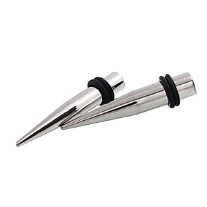 CABBE KALLO 36pcs Ear Stretching Kit Tapers Gauges Set Stainless Steel 14G-00G Plugs and Tunnels Expanders for Women Men Body Piercing Jewelry, Silvertone