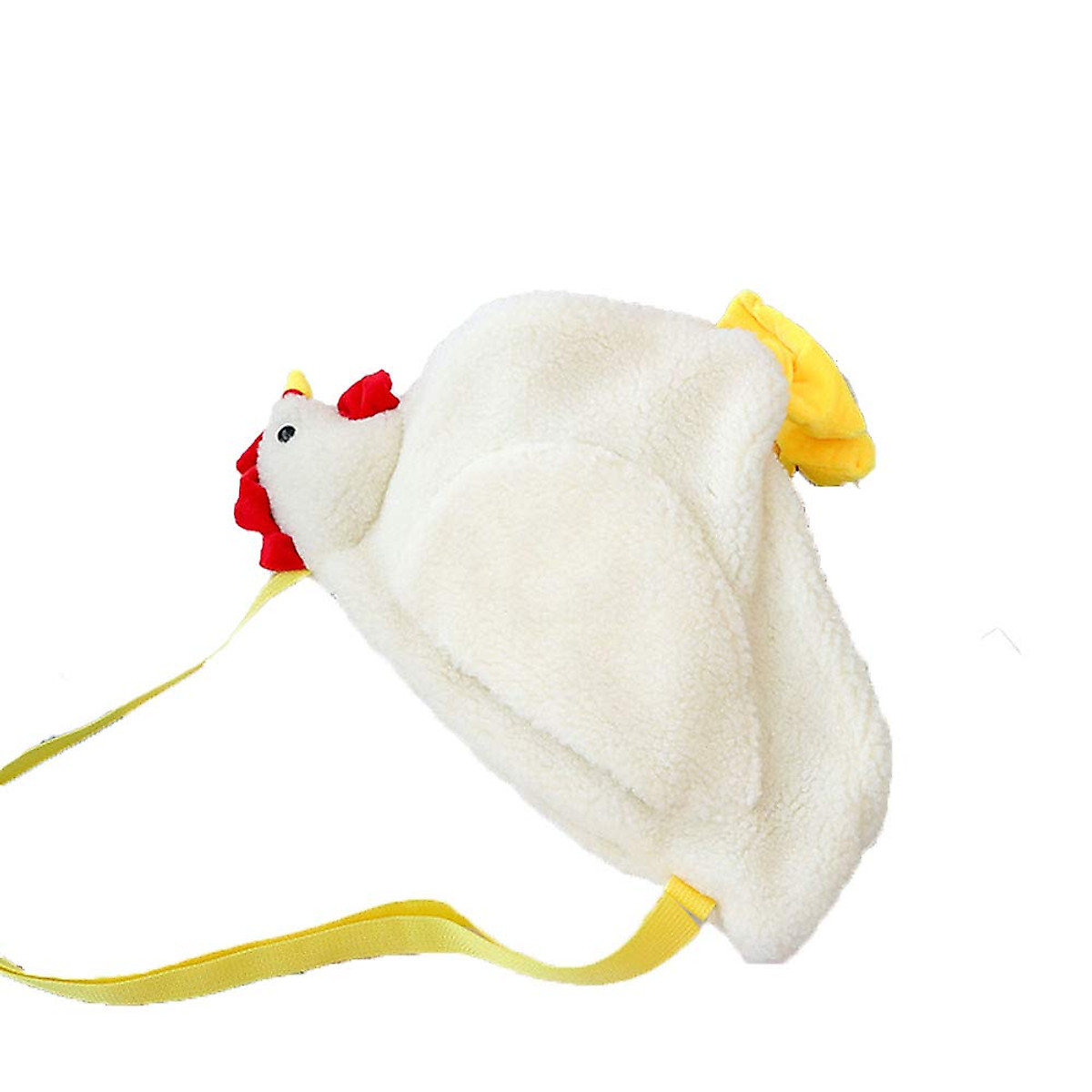 Women Cute Cartoon Chicken Animal Fluffy Shoulder Handbag Teenager Girl Rooster Shoulder Bag Plush Crossbody Bag (White)