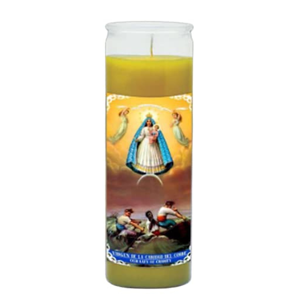 Our Lady of Charity Yellow Candle/Vela Amarilla Virgen de la Caridad del Cobre 8" Represents Hope and Salvation Religious Candle, Ritual Candle, (Pack of 1)…