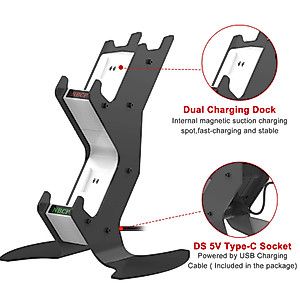 Controller Charger Dock Station for Xbox One, Fast-Speed Dual Charging Dock/Headset Controller Stand- Included 2x850 mAh Rechargeable Battery Packs (White)