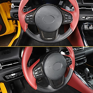 CHEAYAR ABS Chrome for Toyota Supra GR A90 A91 MK5 2022 2021 2020 2019 Car Steering Wheel Decoration Frame Trim Accessories (Carbon Fiber)