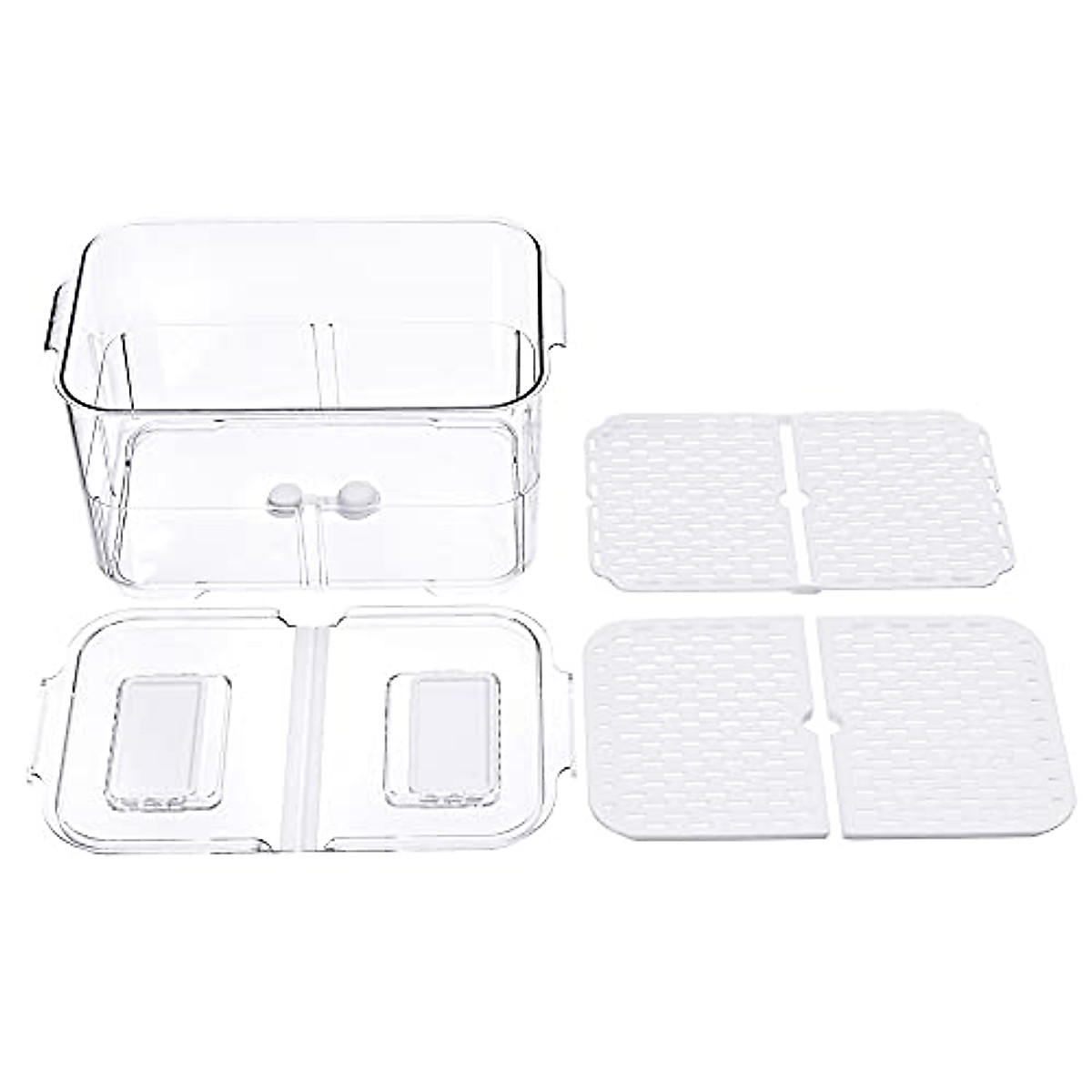 SANNO Vegetable Fruit Storage Containers, Produce Saver Containers Refrigerator Storage Containers Fresh Produce Saver with Lids and Vents,Stackable Salad Lettuce Keeper for Refrigerator