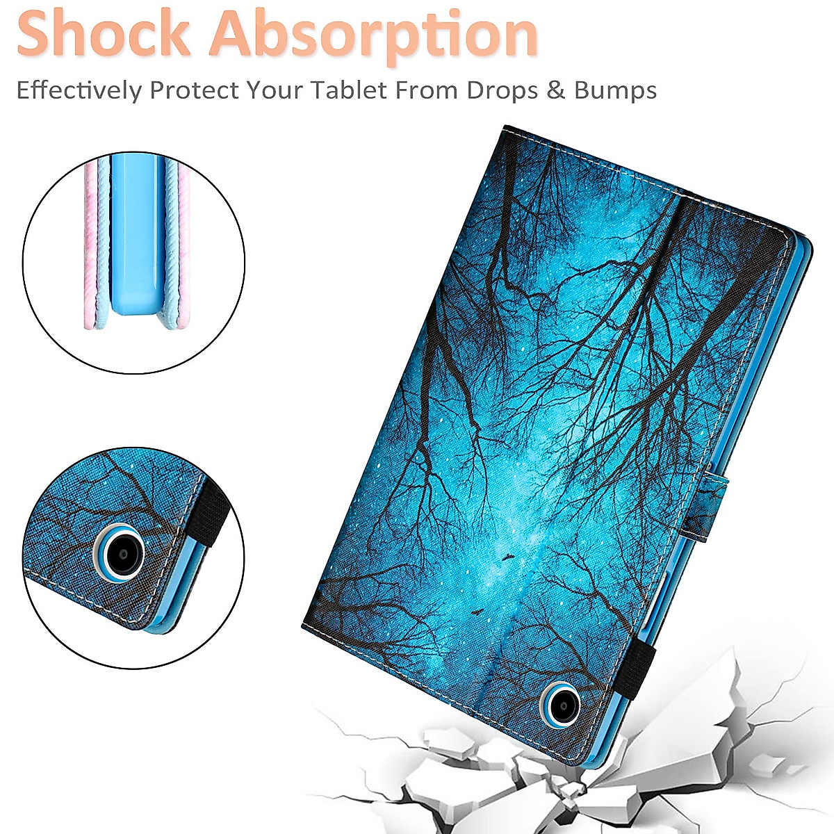 MonsDirect Case for 2022 Samsung Galaxy Tab A8 10.5 Inch, PU Leather Case with Stand, Smart Auto Sleep Wake Cover with Pen Holder for 10.5" Galaxy Tab A8 [SM-X200/X205/X207], Blue Forest