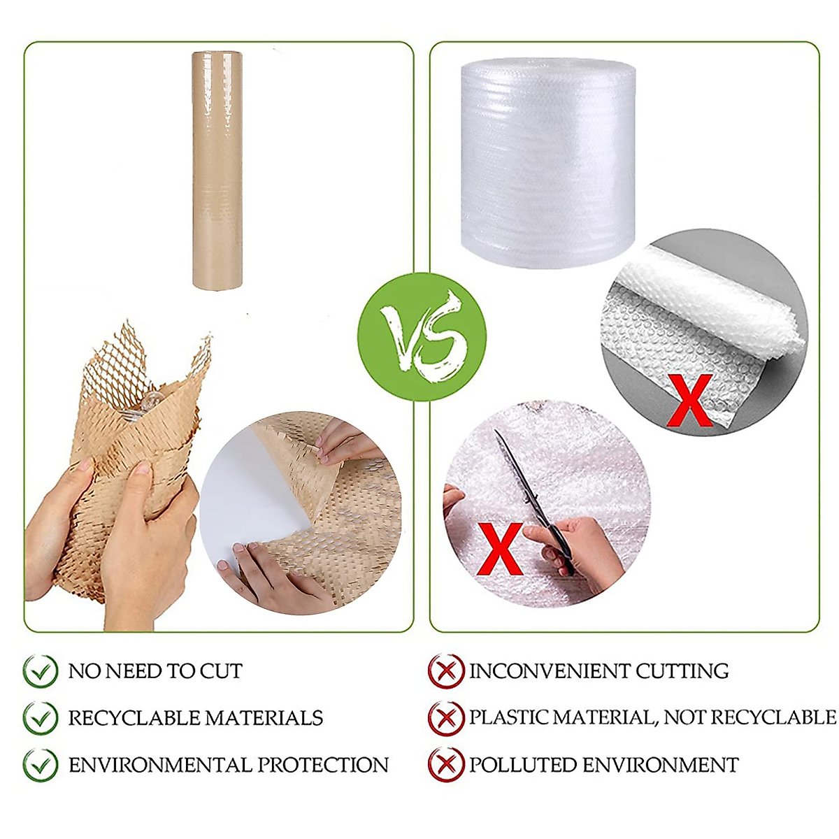 Besitek Honeycomb Packing Paper Wrap 15" x200' Sustainable Alternative to Bubble Cushioning Wrap for Moving/shipping/packing Roll with 20 Fragile Sticker Biodegradable & Fully Recylable