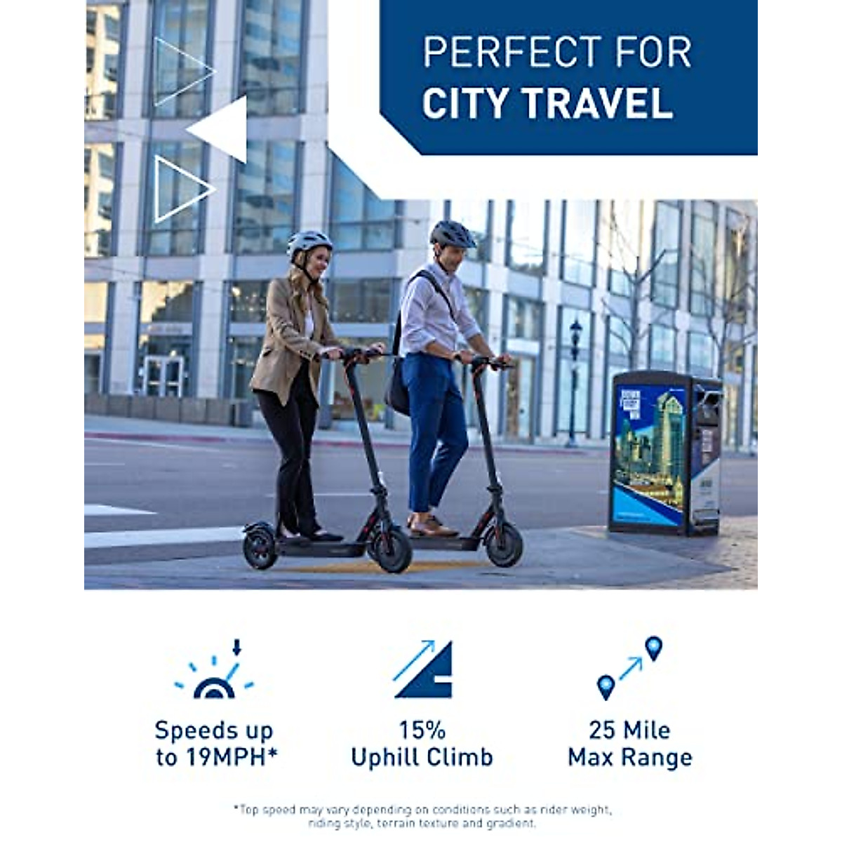 Hiboy KS4 Pro Electric Scooter with 500W Motor, 19 MPH 25 Miles Range, 8"-10" Tires Electric Scooter Adults, Portable Folding Commuting E-Scooter with Double Braking System and Hiboy App