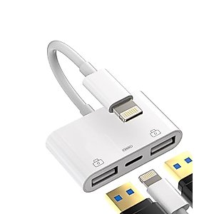 USB A Adapter for iPhone Lightning to OTG Connector Cable 13 12 11 Mini Pro Max X Xs Ipad Male Converter Apple Splitter Doul and Charger Charging Female Port Camera Keyboard Mouse Adaptador Hub 3.0