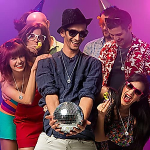 20 Pcs Mirror Disco Ball Necklaces 70s Disco Party Necklaces Mini Disco Ball Necklace Silver Disco Necklace 70s Jewelry Disco Party Favor Decoration Costume Accessories for Dance Supplies (0.79 Inch)