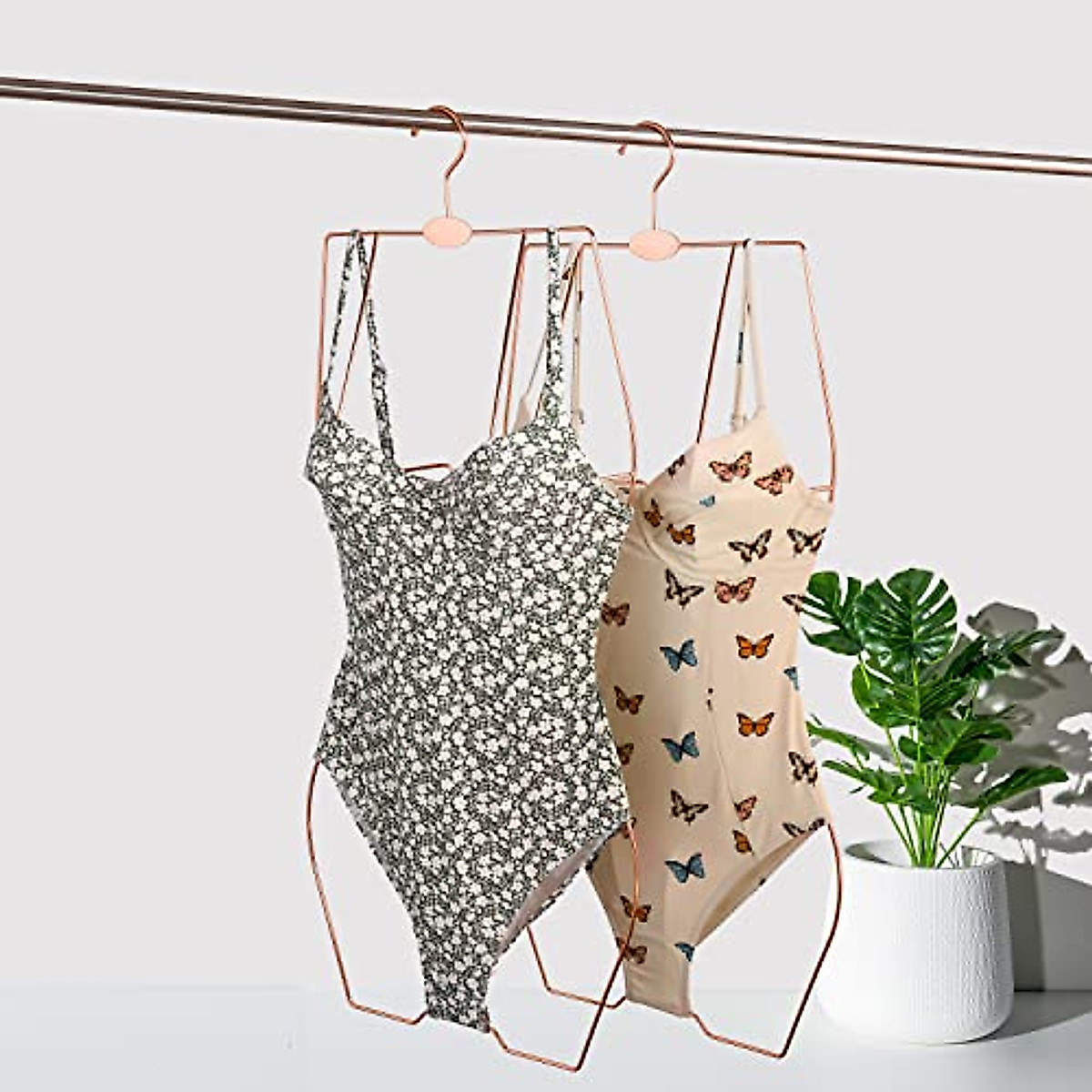 Rose Gold Full Body Shape Metal Wire Swimwear Swimsuit Display Hangers for Dress，Bikini，Lingerie Hangers (10 Pack ，Rose Gold)