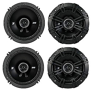 Kicker D-Series 5.25 Inch 200W Max Power Steel 2 Way 4-Ohm Coaxial Automobile Vehicle Audio Speakers for Car Doors, Black, 4 Pack
