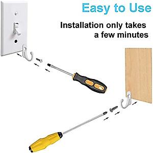 Light Switch Hooks, Chanvoo 10 Pack Wall Mounted Tiny Robe Hook with 20 Screws Wall Coat Hooks for Hanging Coat, Scarf, Bag, Towel, Key, Hat (White)