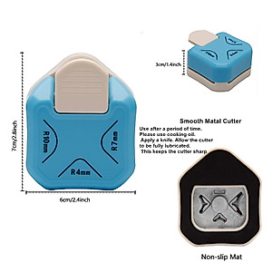 Paper Corner Rounder 3 in 1 （R4mm+R7mm+R10mm）， Corner Punches for Paper Crafts， Corner Cutter ，Envelope Punch Board ，Hole Puncher， Laminate, DIY Projects, Photo Cutter,Card Making and Scrapbooking