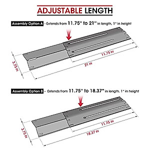 Unicook Heavy Duty Adjustable Porcelain Steel Grill Heat Plate Shield Replacement, Heat Tent, Flavorizer Bar, Burner Cover, Flame Tamer for Gas Grill, Extends from 11.75" up to 21" L, 3 Pack