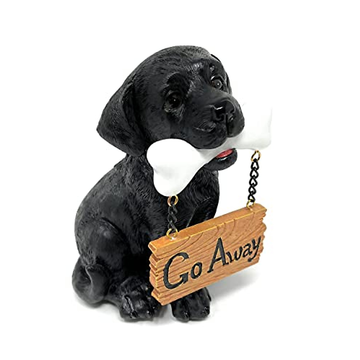 Nature's Mark Black Labrador Retriever Dog Puppy Statue with Welcome Sign Resin Garden Statue Decor 6.7" H