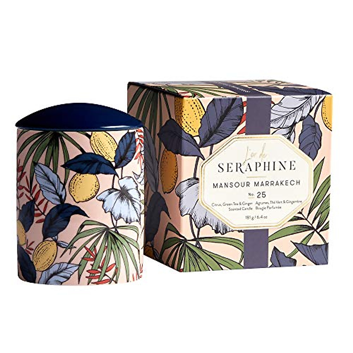 L’or de Seraphine Mansour Marrakech Scented Candle | Fragrance No. 25 | Fruity & Fresh Notes | 45 Hour Burn Time | Luxury Scented Candle for Home & Leisure | 6.4 oz