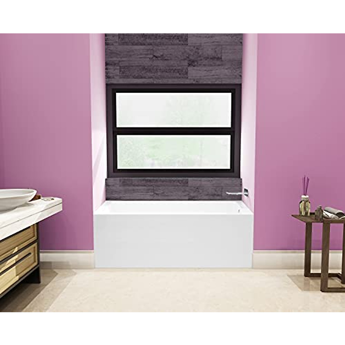 Kingston Brass VTAP543022R Aqua Eden Alcove Tub, White