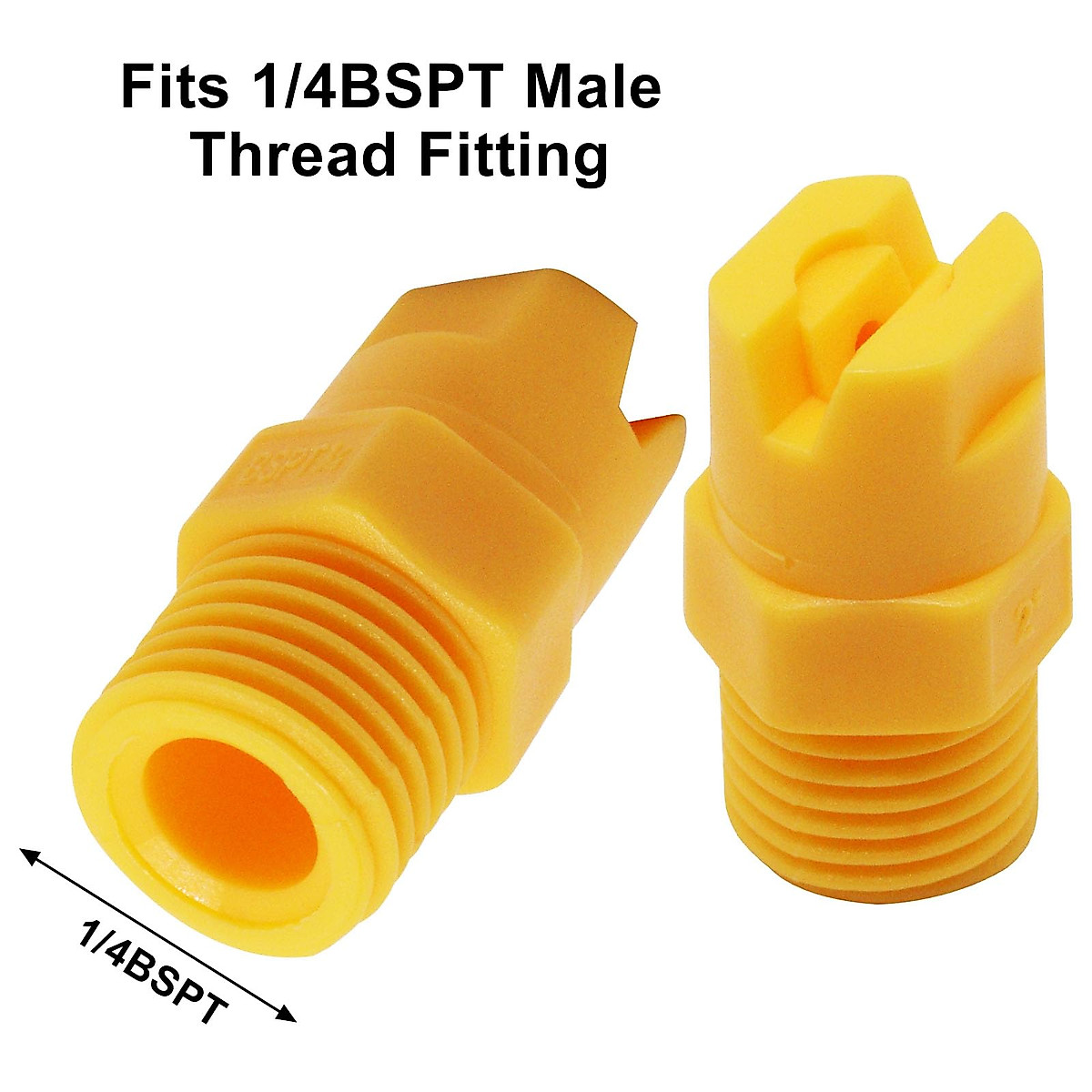 Sydien 20Pcs Plastic 1/4 BSPT Male Thread Flat Fan Sprayer Tip 80 Degrees Nozzles For Cooling, Agricultural Irrigation, Waste Gas Treatment Yellow