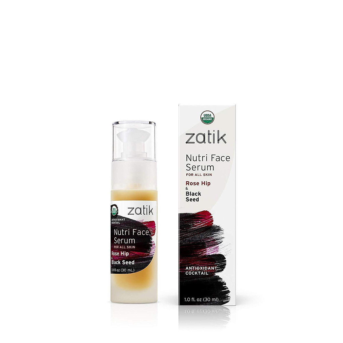 Zatik Naturals - Nutri Face Serum with Rose Hip and Black Seed, USDA Organic, Vegan, Non-GMO, Gluten Free, Soy Free, Alcohol Free, pH Balanced, Biodegradable, 1.0 fl oz, 30ml