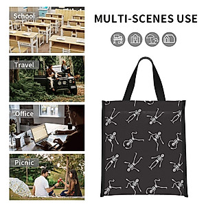 Ouqiuwa Reusable Lunch Bag Halloween Skeleton Cute Lunch Box Polyester Fabric, Lunch Tote Handbag for Women Men Office Picnic
