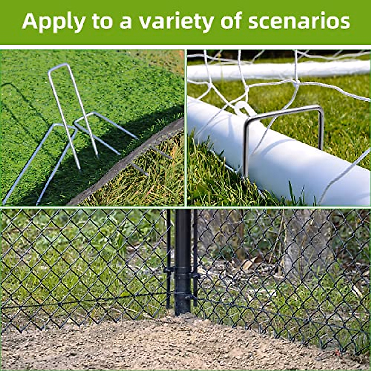 40 Pack 6 Inch Landscape Staples & 40pcs Fixing Gasket Sets, Garden Stakes Galvanized Steel Fabric Pins Heavy-Duty U Shape Sod Turf Pins for Ground Weed Fabric Barrier, Orchard, Yard, Tents