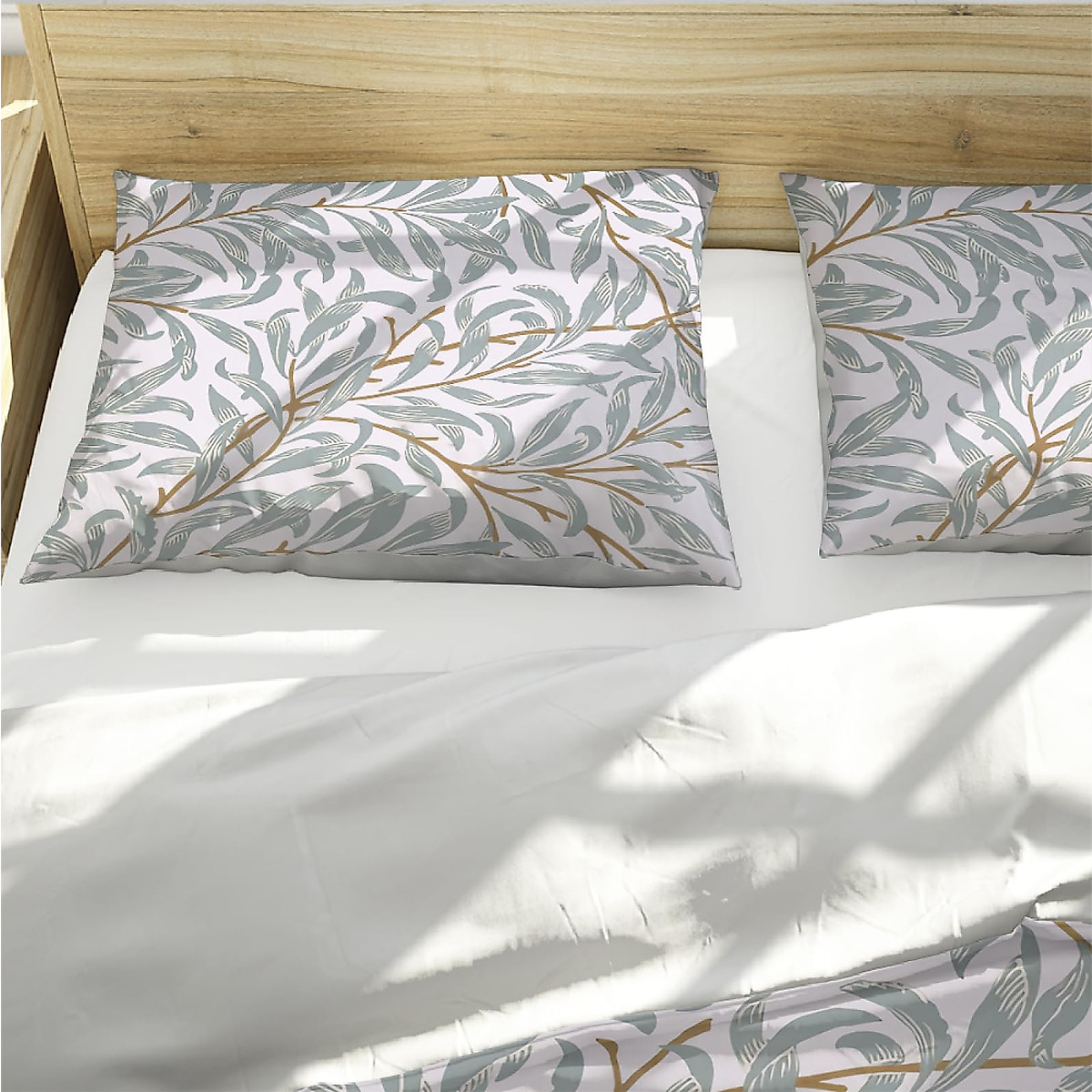 RIVINE William Morris Style Duvet Cover Set 3 Pieces Abstract Tropical Plant Leaves Soft Breathable Bedding for Bedroom with 2 Pillow Shams King