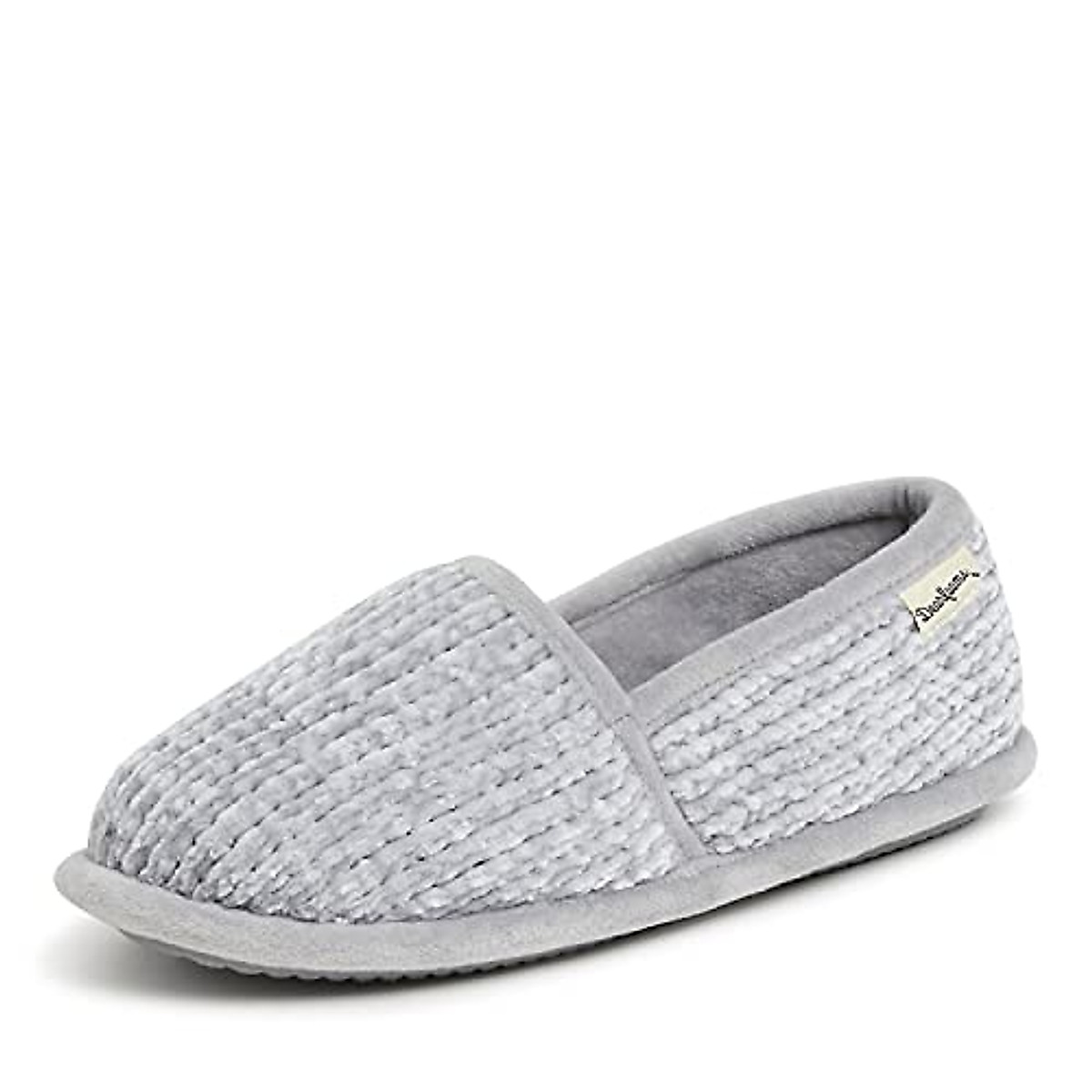 Dearfoams Women's Chenille A-Line Slipper, Sleet, Large