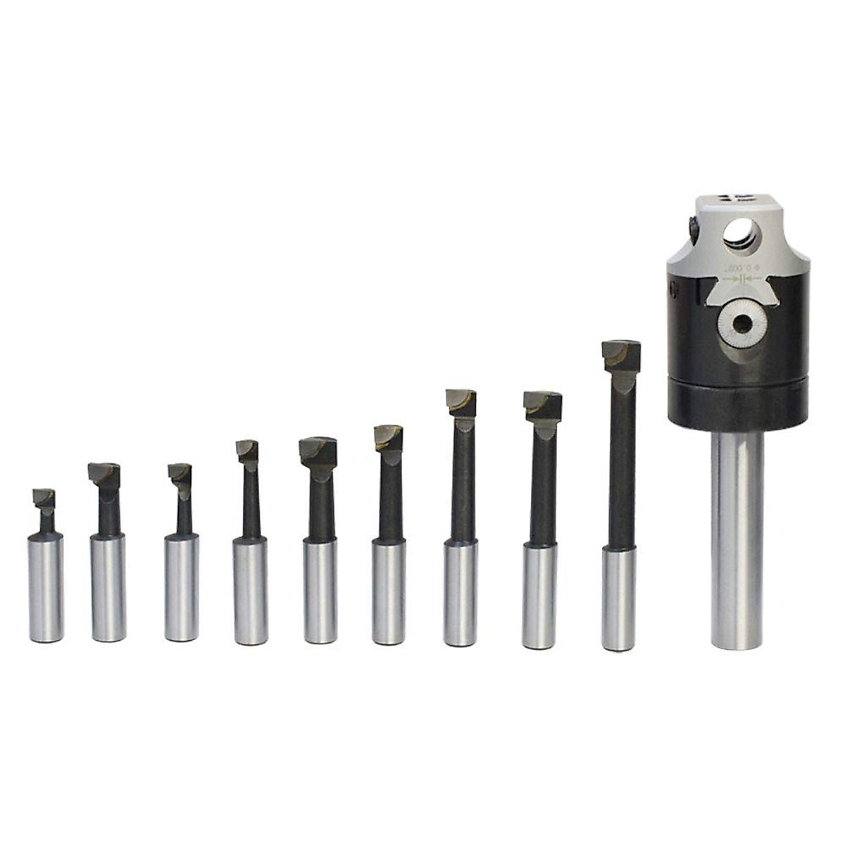 2 inch Boring Head with Straight Shank and Set of 9 Pcs of 1/2 inch Boring Bar