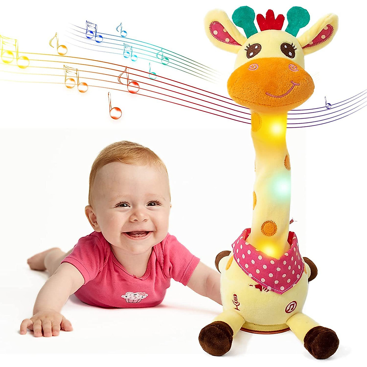 Emoin Giraffe Stuffed Animal Baby Toys 6 to 12 months Giraffe Toys Singing 10 Children's Songs Dancing Giraffe Light Up Toys Repeat What You Say Giraffe Gifts for Toddlers 1-3 Years Old